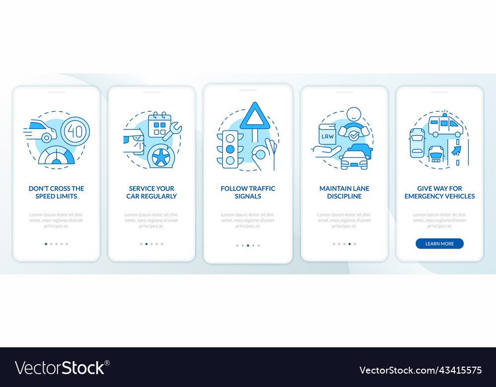 Common driving safety rules blue onboarding Vector Image