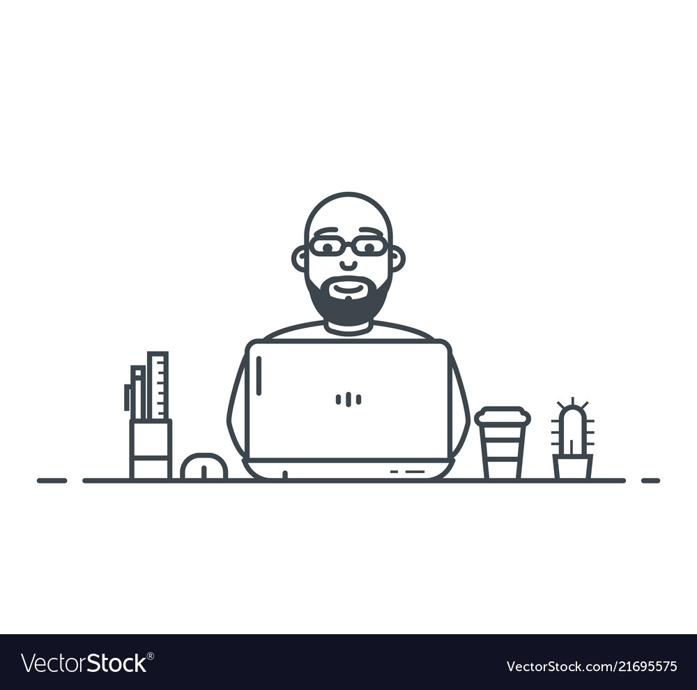 Developer working on laptop Royalty Free Vector Image Developer working on laptop Royalty Free Vector Image