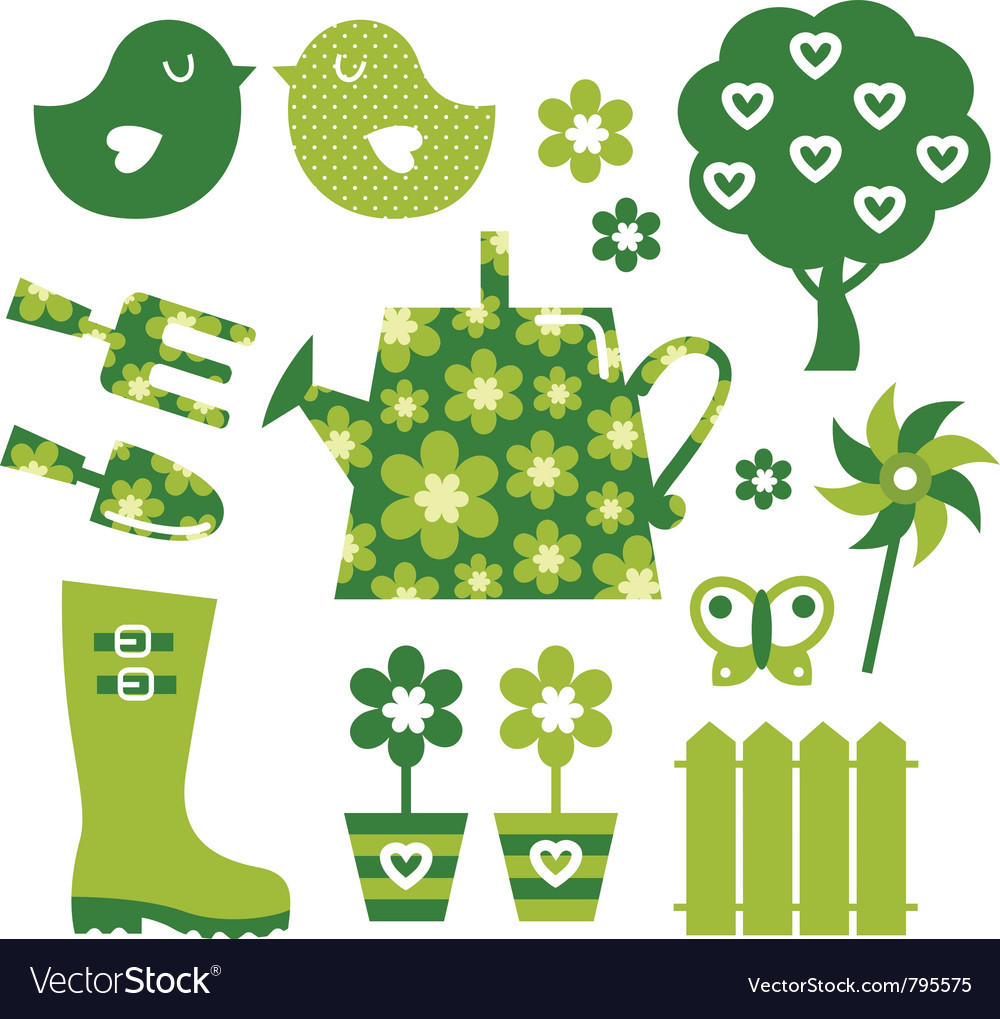 Garden objects Royalty Free Vector Image - VectorStock