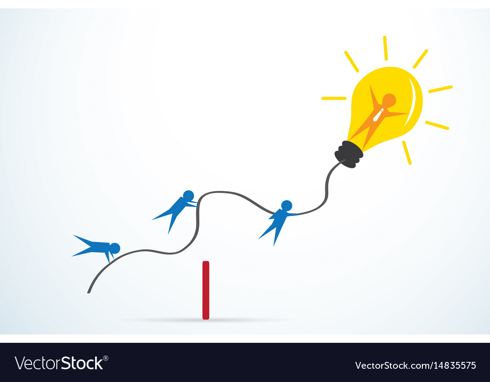 Leader with light bulb and team Royalty Free Vector Image