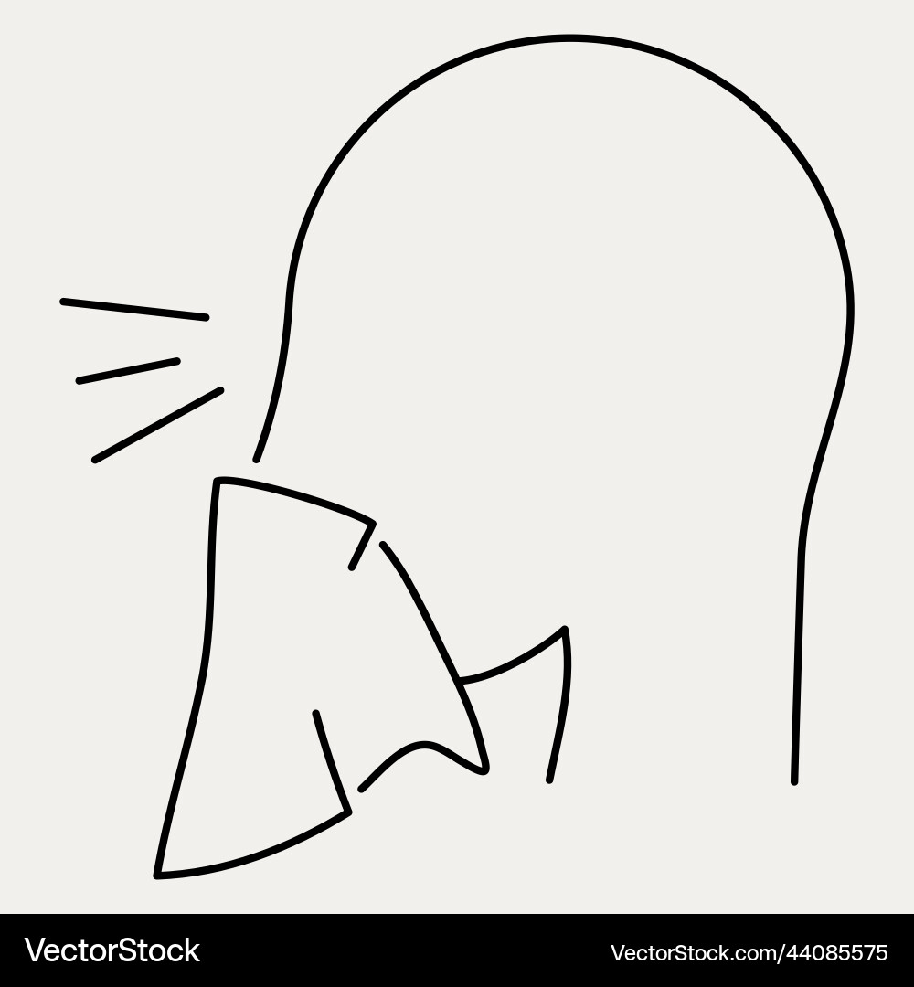 Line drawing character sneezing from covid-19 Vector Image