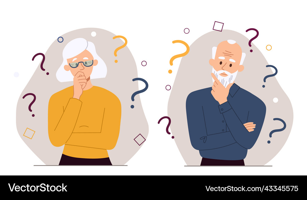 Pensioners in quandary Royalty Free Vector Image