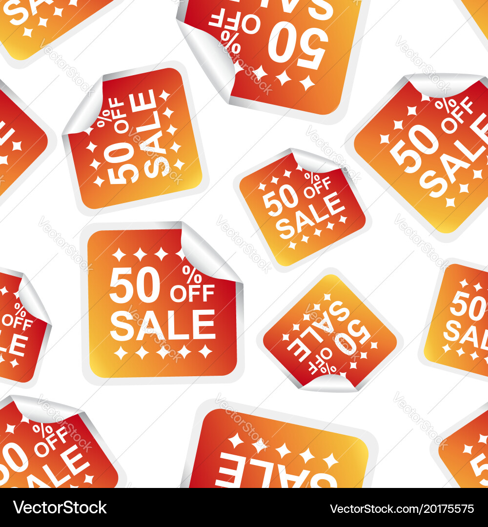 Sale 50 percent off sticker seamless pattern Vector Image