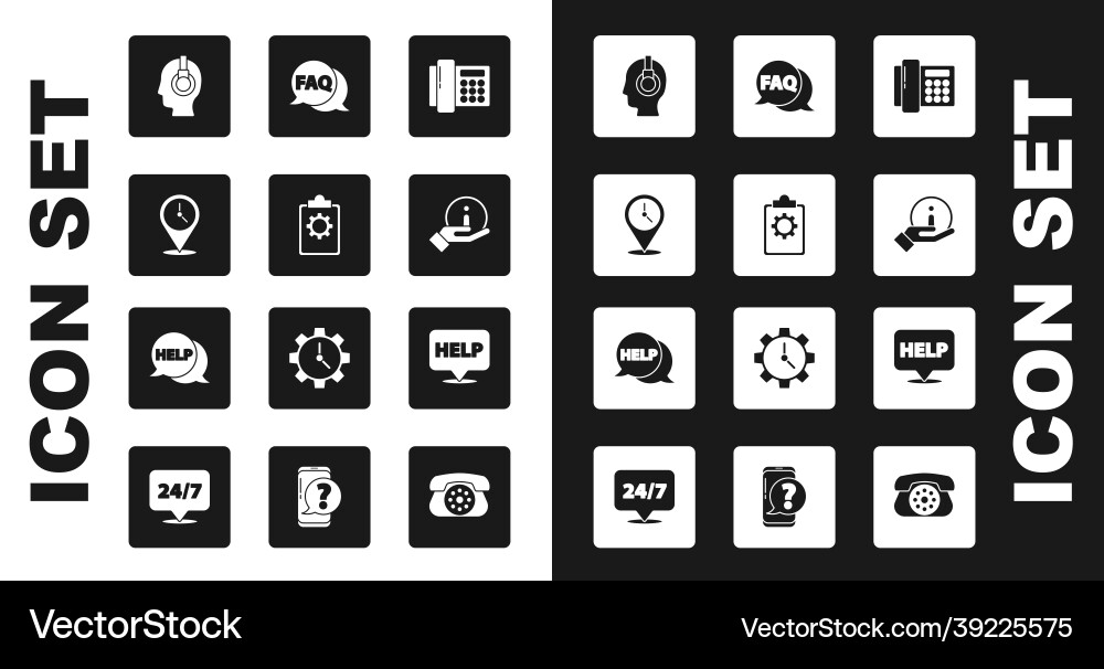 Set telephone checklist with 24 hours service Vector Image