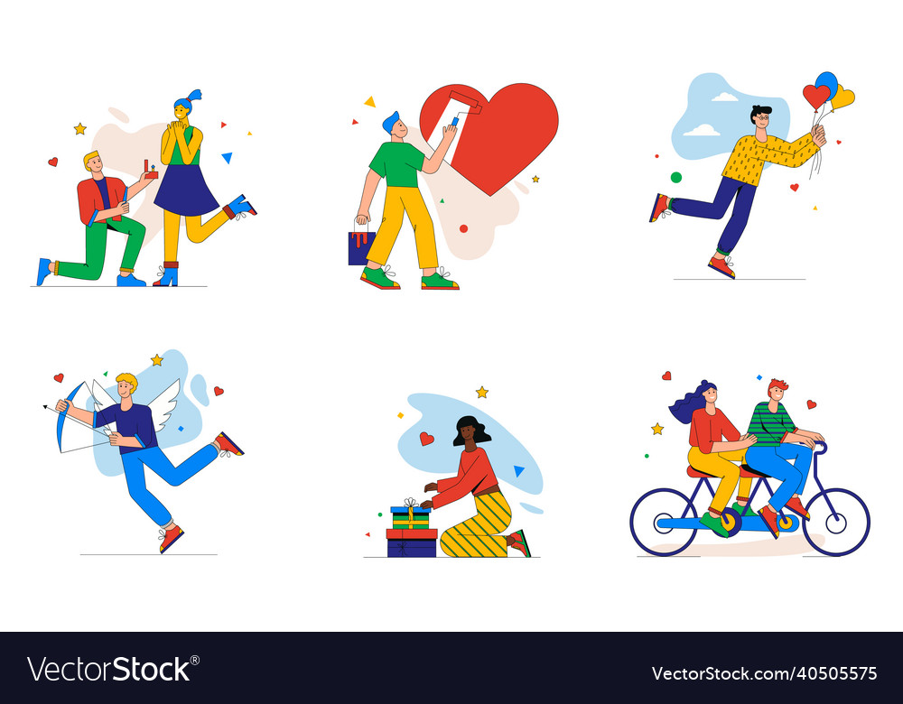 Valentines day set of mini concept or icons Vector Image
