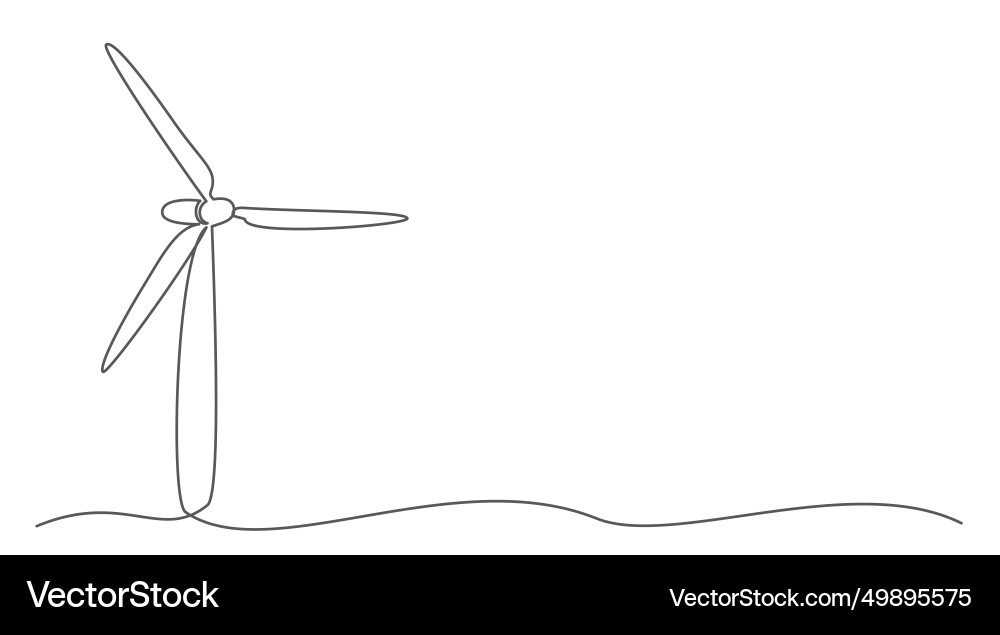 Wind turbine one line drawing isolated on white Vector Image
