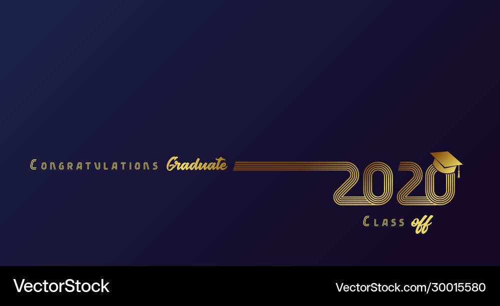 2020 congratulation graduate golden lines design Vector Image