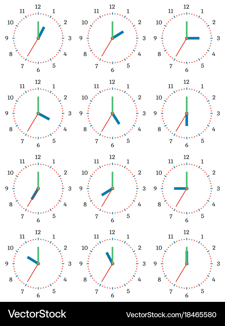 A set of mechanical clocks Royalty Free Vector Image