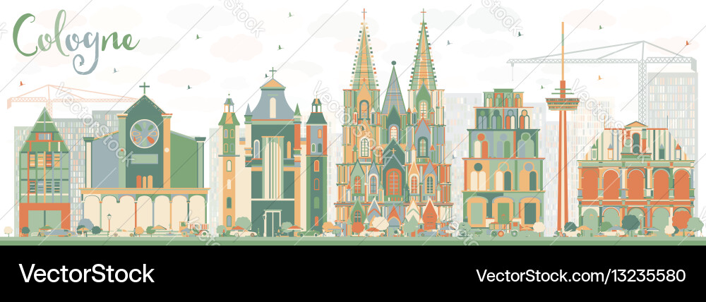 Abstract cologne skyline with color buildings Vector Image