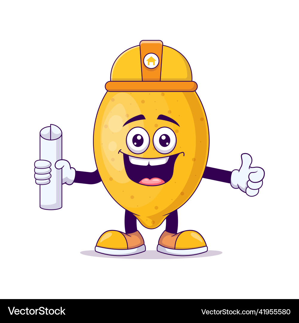 Architect lemon cartoon mascot character Vector Image