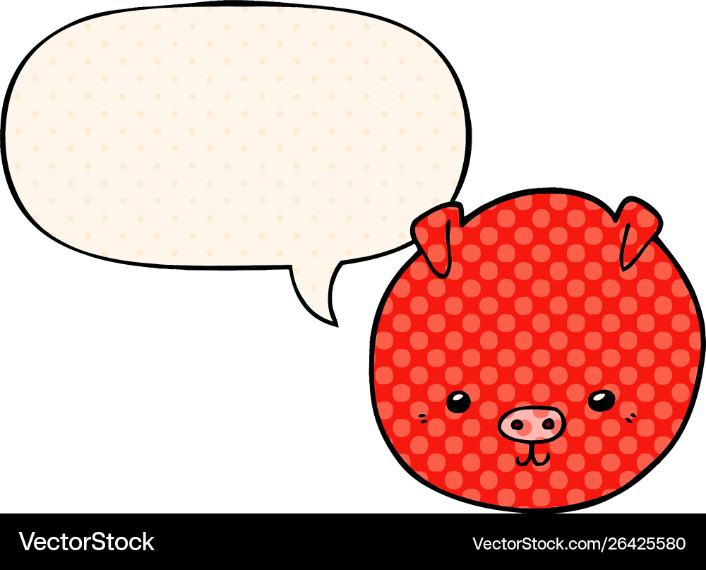 Cartoon pig and speech bubble in comic book style Vector Image