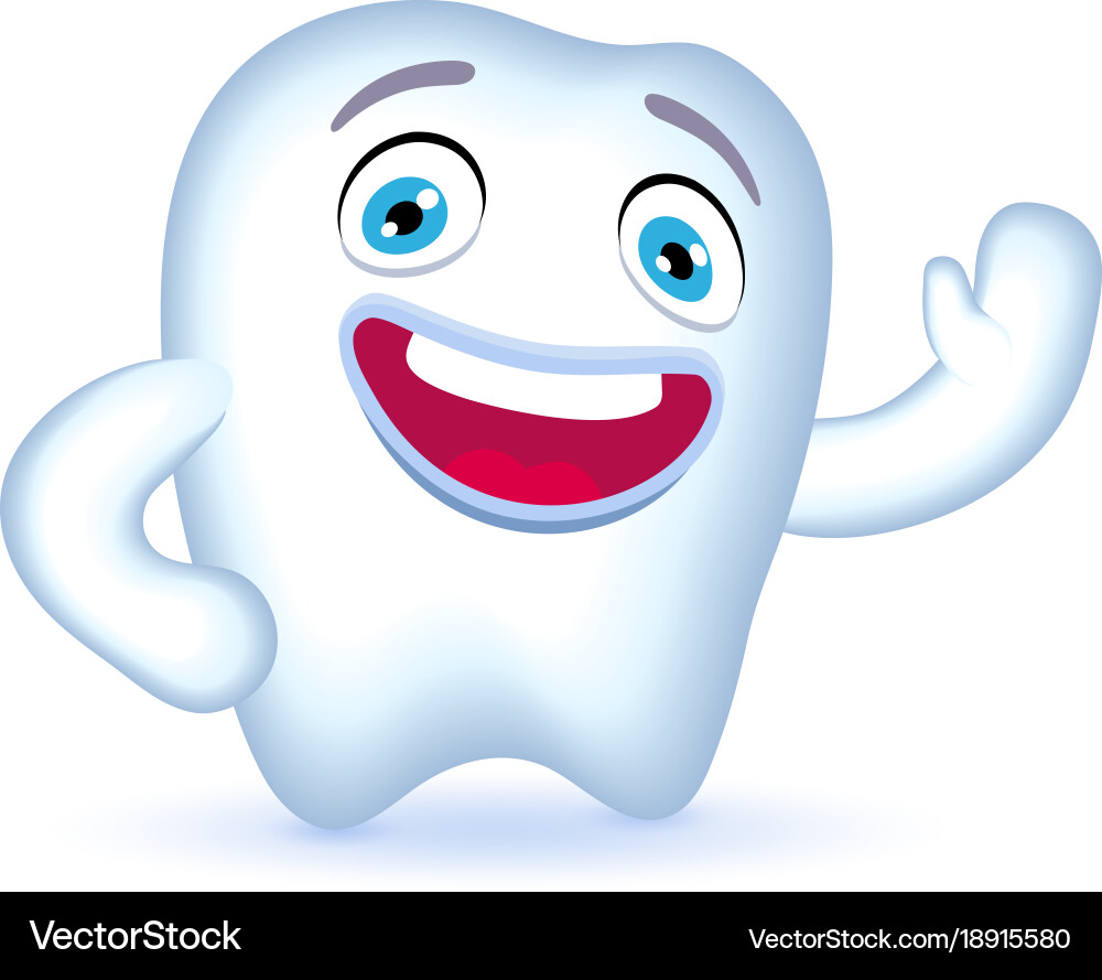 Cartoon tooth character with hand on his hip Vector Image