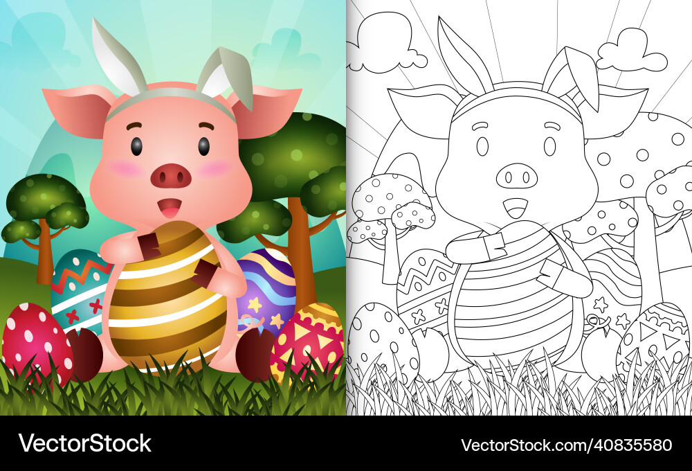 Coloring book for kids themed easter with a cute Vector Image