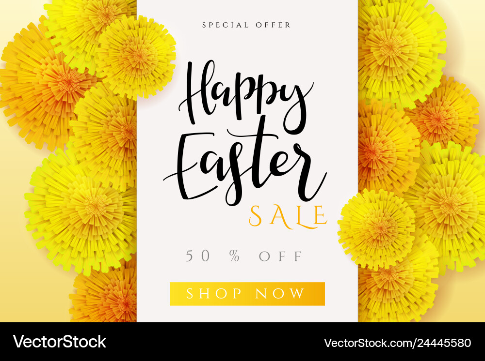 Easter Promotion Banner - Dandelion Flowers Vector Image