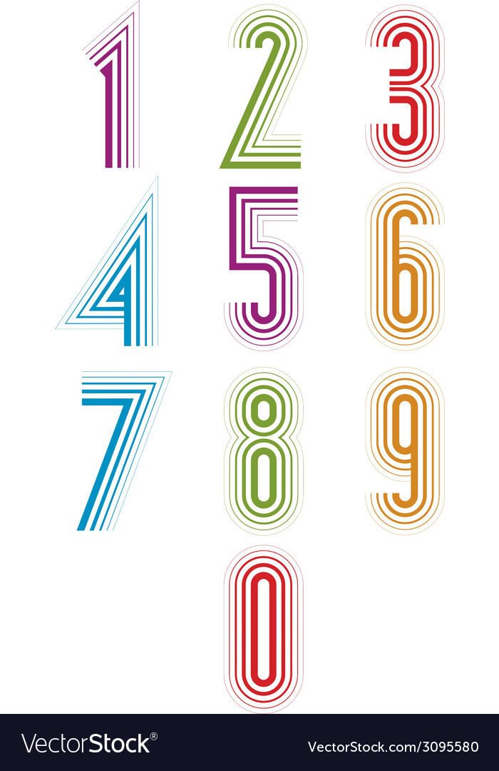 Echo lined numbers set Royalty Free Vector Image