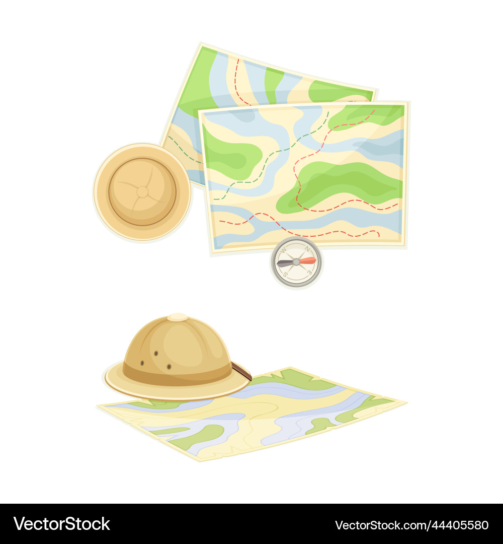 Expedition map depicting geography and route Vector Image