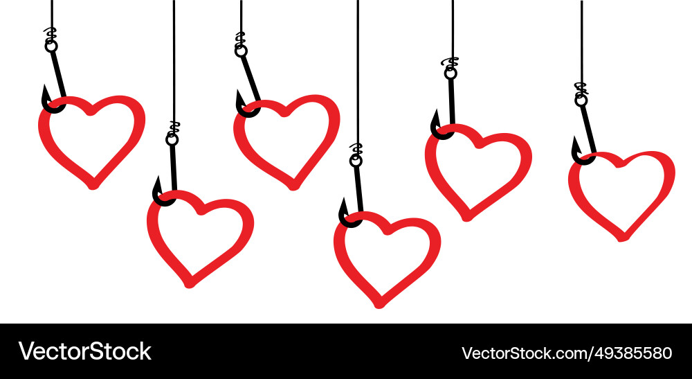 Fishing hook with love heart lover Royalty Free Vector Image