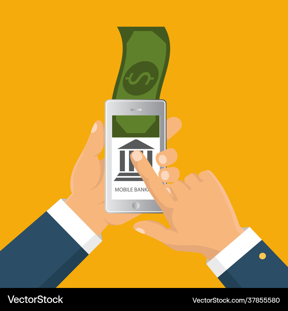 Flat cartoon style send money via Royalty Free Vector Image