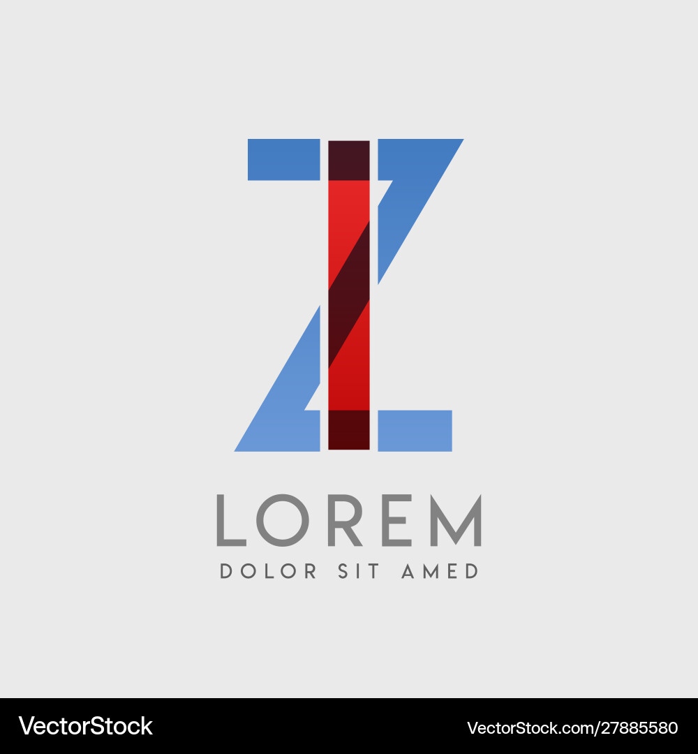 Iz logo letters with blue and red gradation Vector Image