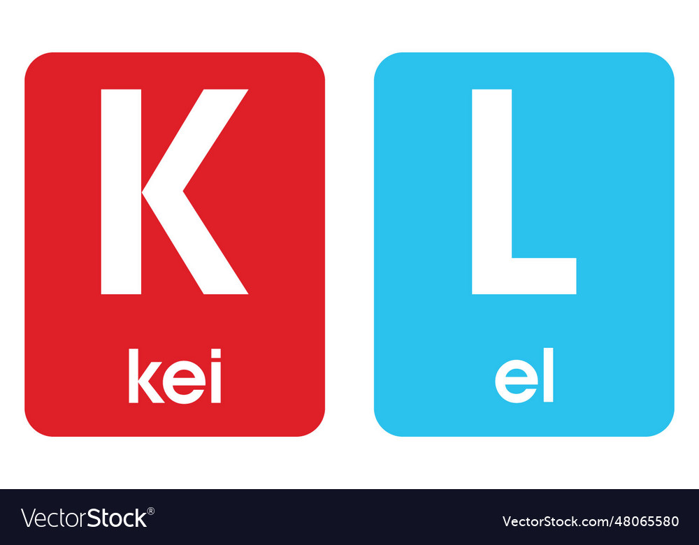 Letter k and l flash card alphabets flash cards Vector Image Letter k and l flash card alphabets flash cards Vector Image