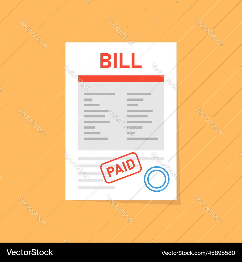 Paper financial check icon in flat style payment Vector Image
