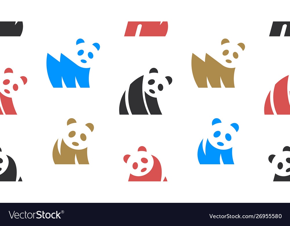 Seamless pattern with panda logo Royalty Free Vector Image