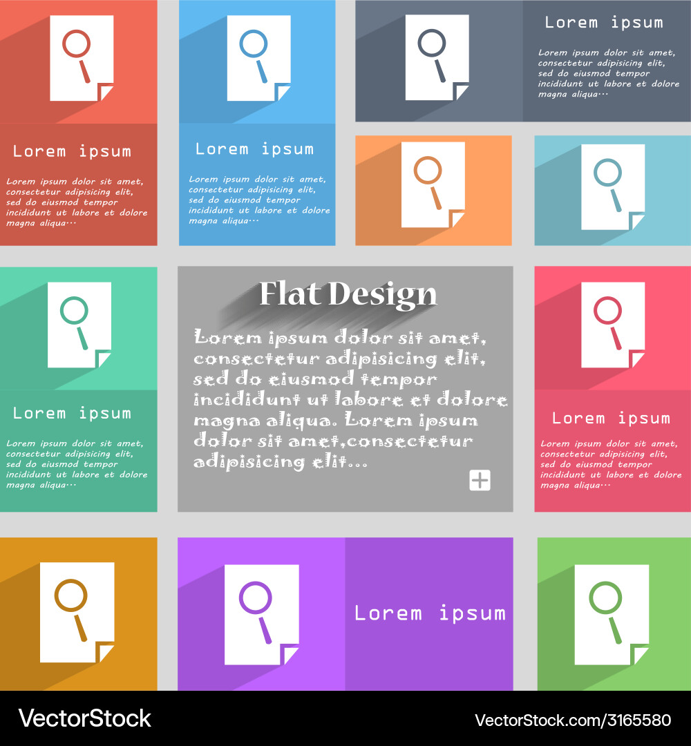 Search in file sign icon find document symbol set Vector Image