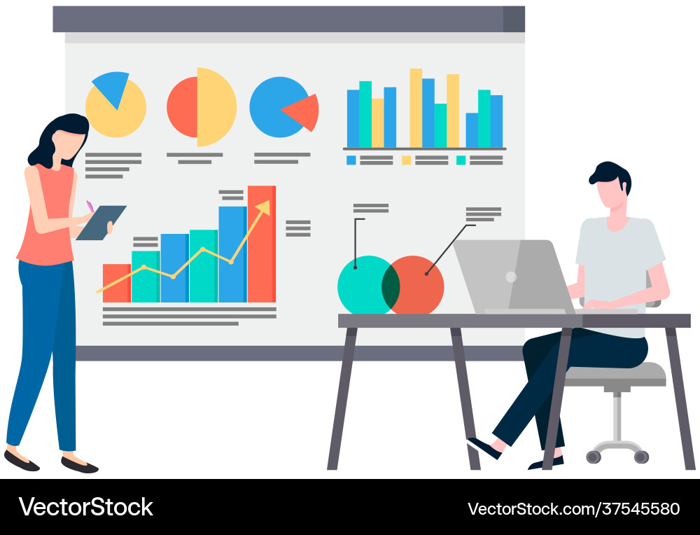 Successful business project presentation company Vector Image