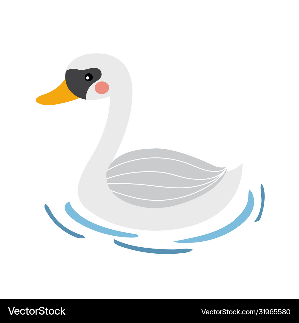 Swan animal cartoon character Royalty Free Vector Image