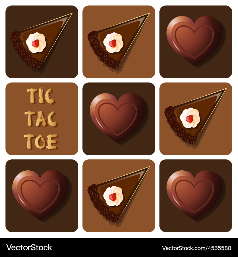Tic-tac-toe of chocolate and cake Royalty Free Vector Image