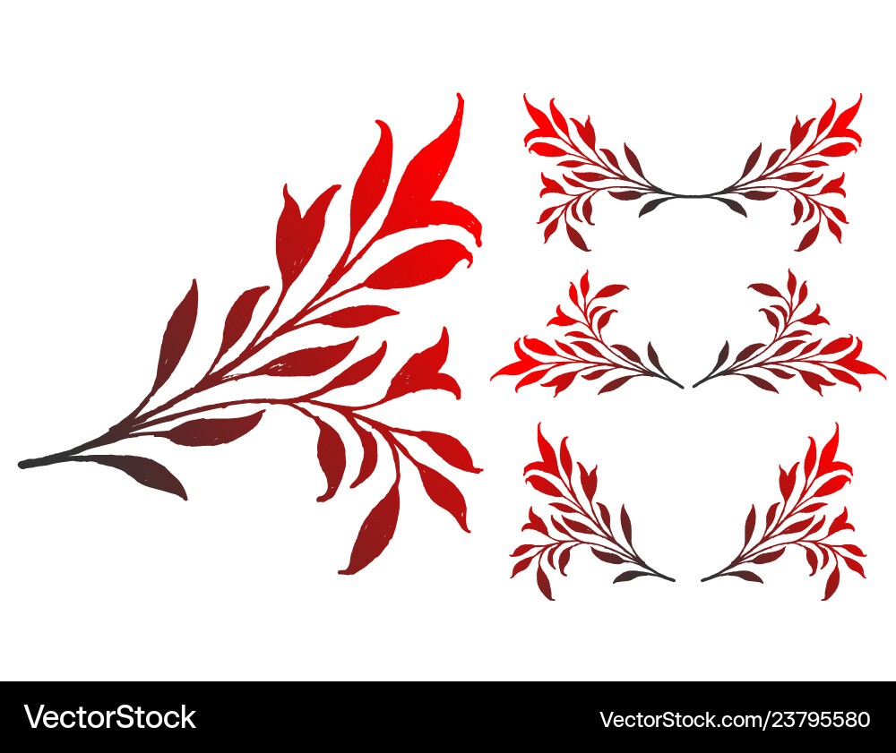 Vintage set of hand drawn tree branches Royalty Free Vector
