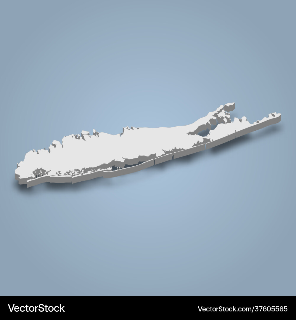 3d isometric map long island is an island in Vector Image