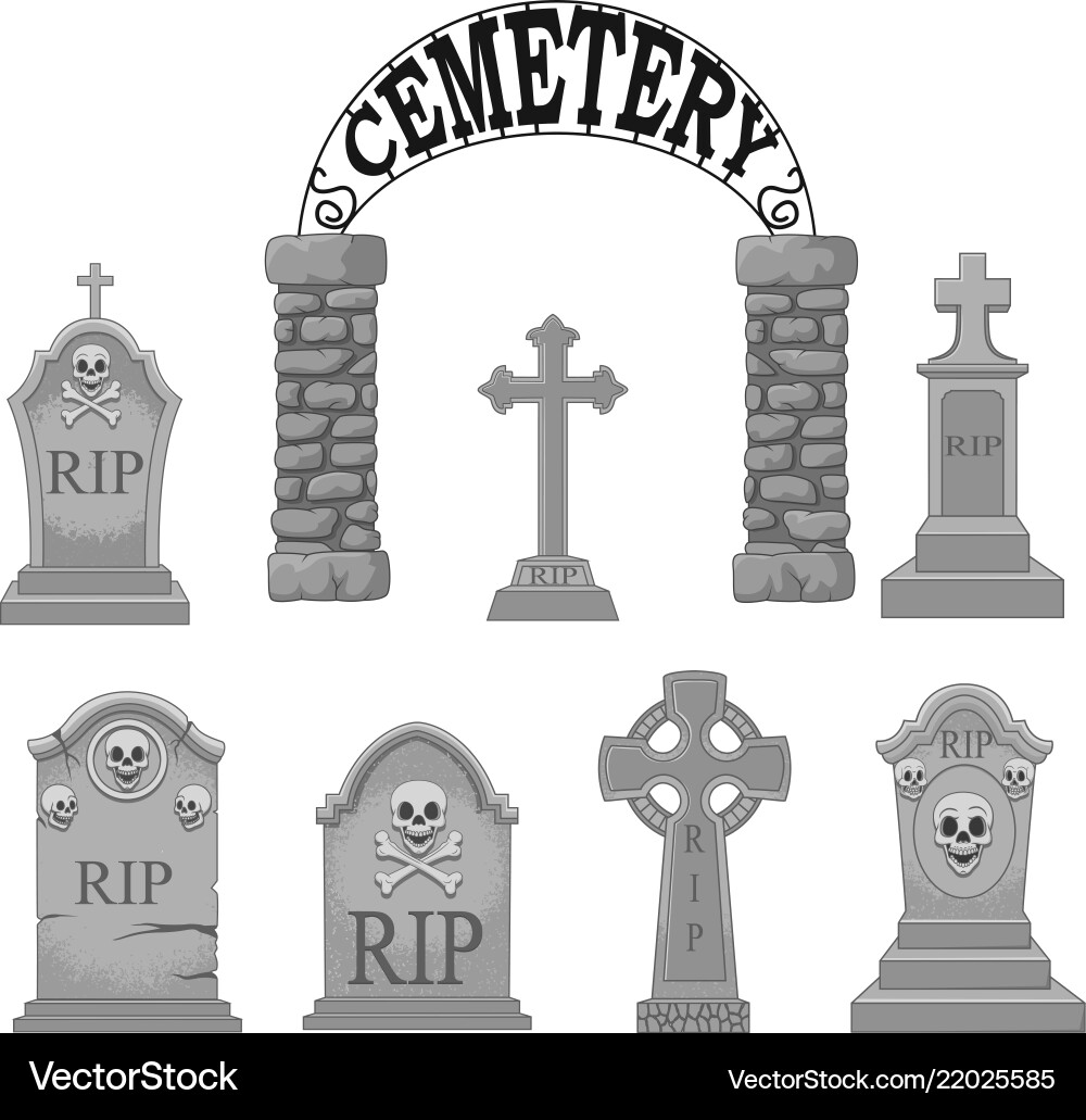 Cartoon Cemetery Collection Royalty Free Vector Image