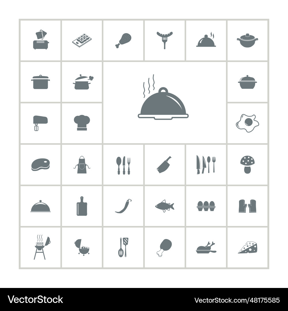 Cooking icon set with restaurant cloche kitchen Vector Image