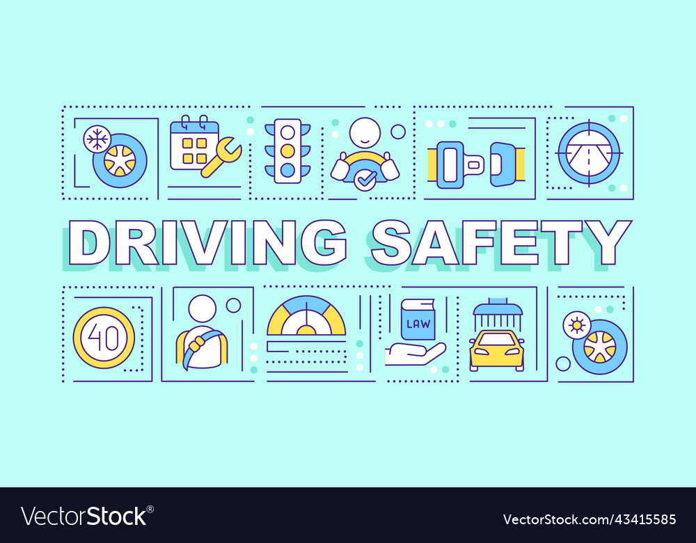 Driving safety word concepts turquoise banner Vector Image