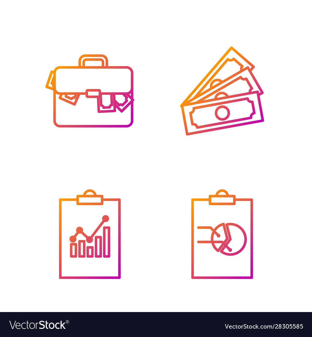 Set line clipboard with graph chart clipboard Vector Image