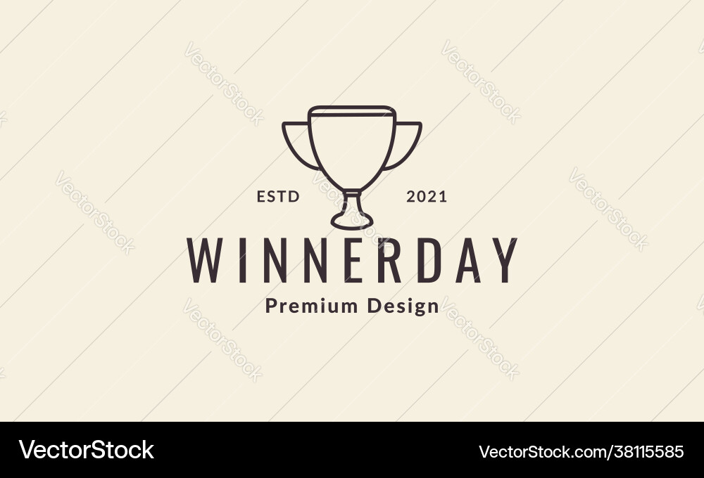 Trophy winner lines hipster logo symbol icon Vector Image