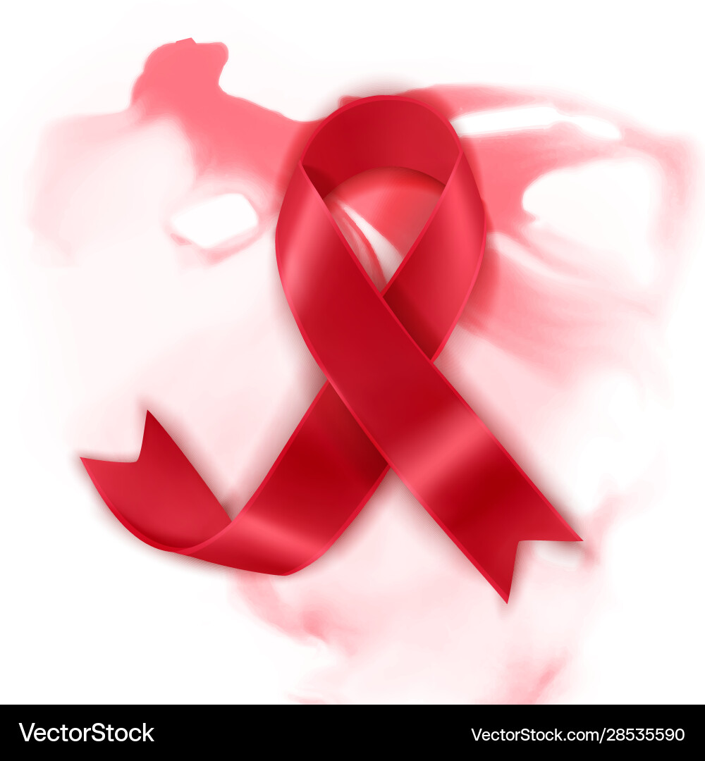 Aids awareness ribbon red on abstract Royalty Free Vector