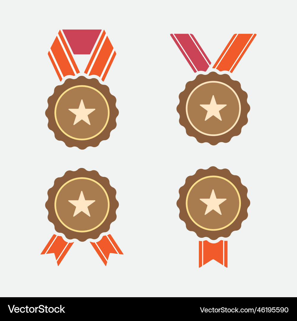 Award medal icon set isolated Royalty Free Vector Image