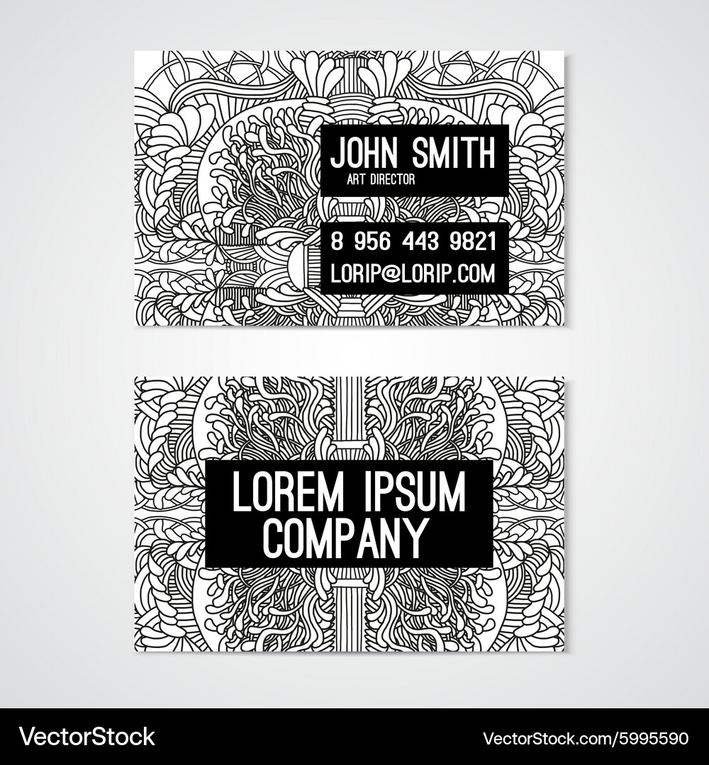 Business card template with hand drawn doodle Vector Image