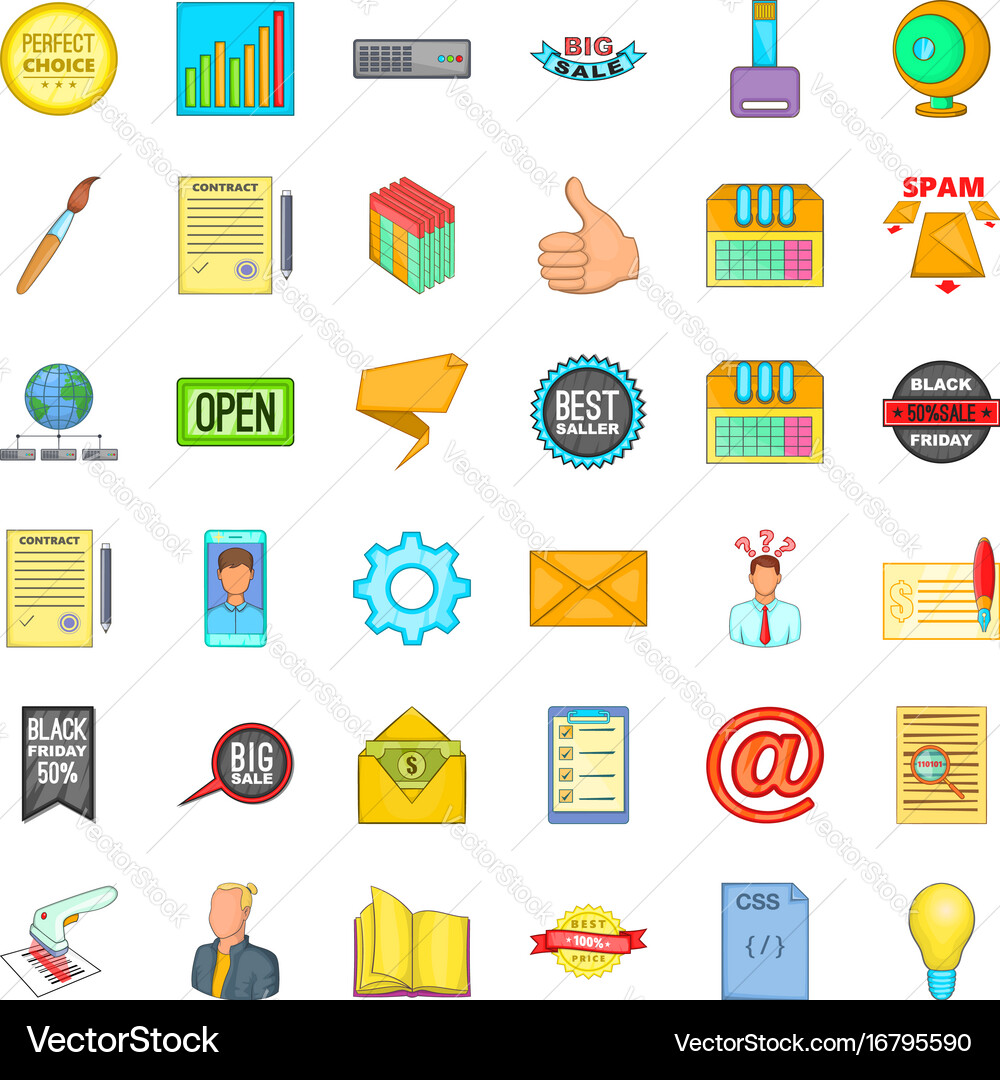 Digital screen icons set cartoon style Royalty Free Vector