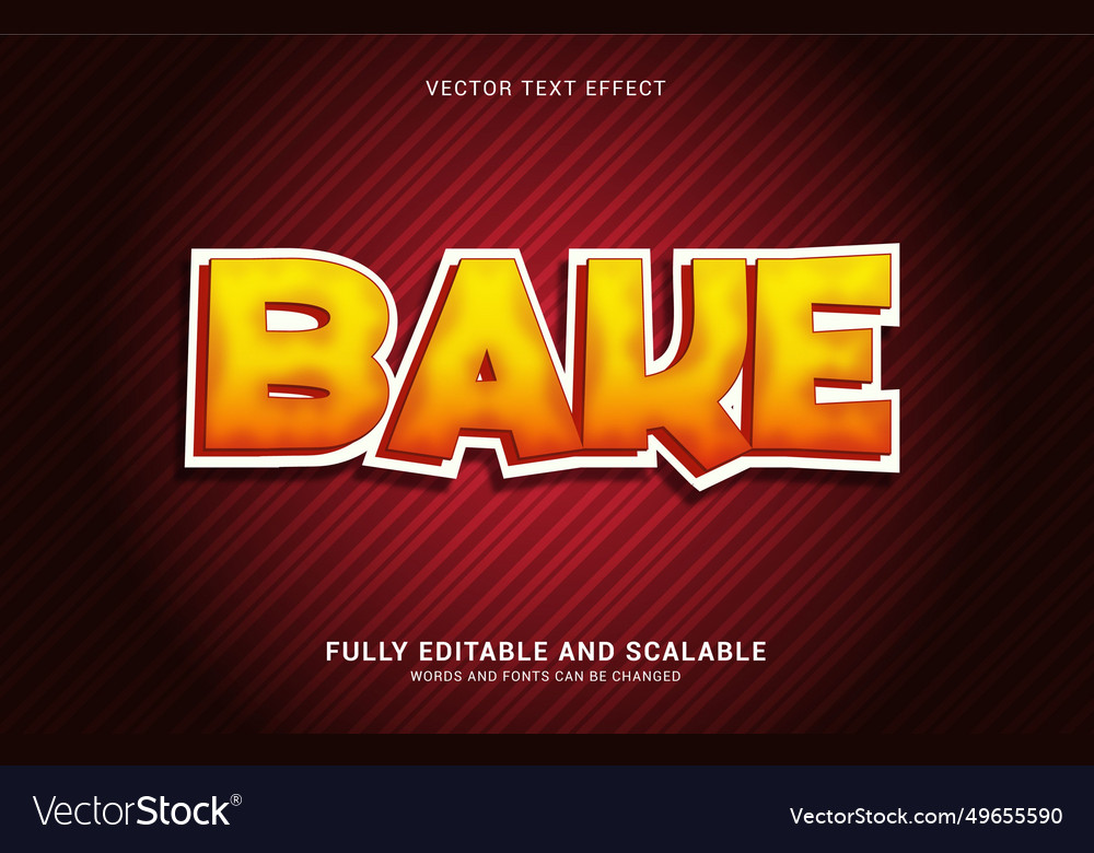 Editable text effect bake style Royalty Free Vector Image