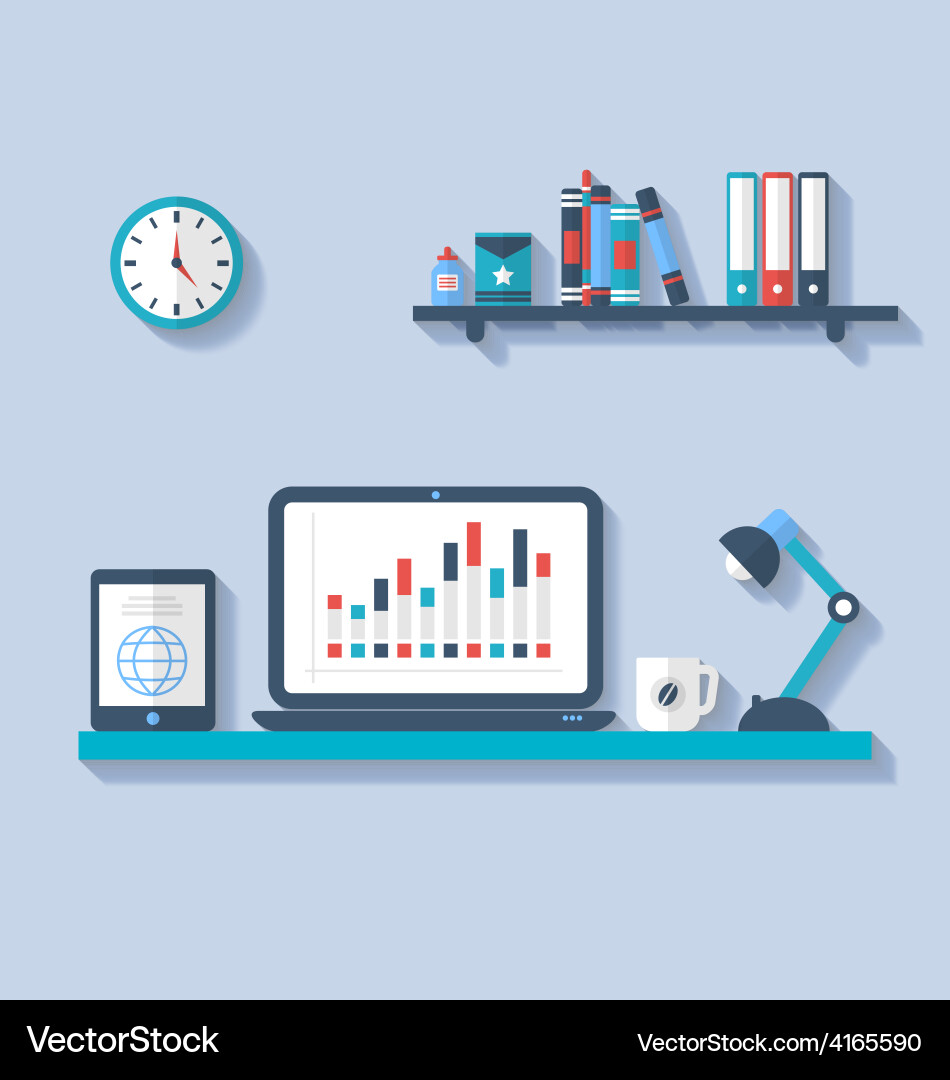 Flat icon of modern office interior with designer Vector Image