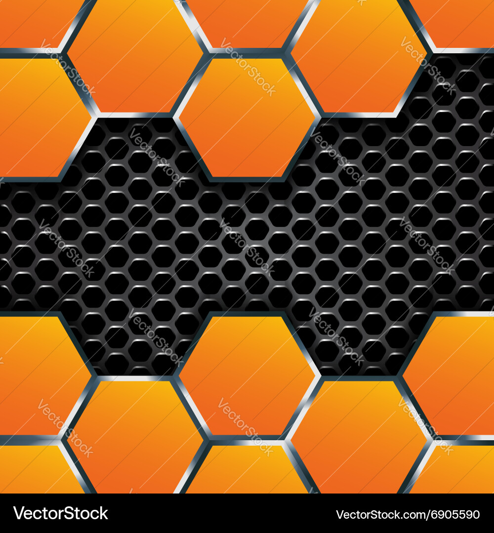 Geometric pattern of hexagons with metal plates Vector Image