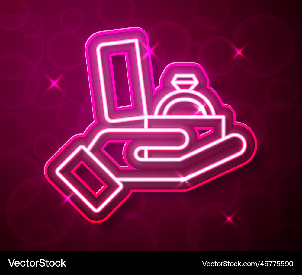 Glowing neon line diamond engagement ring in a Vector Image