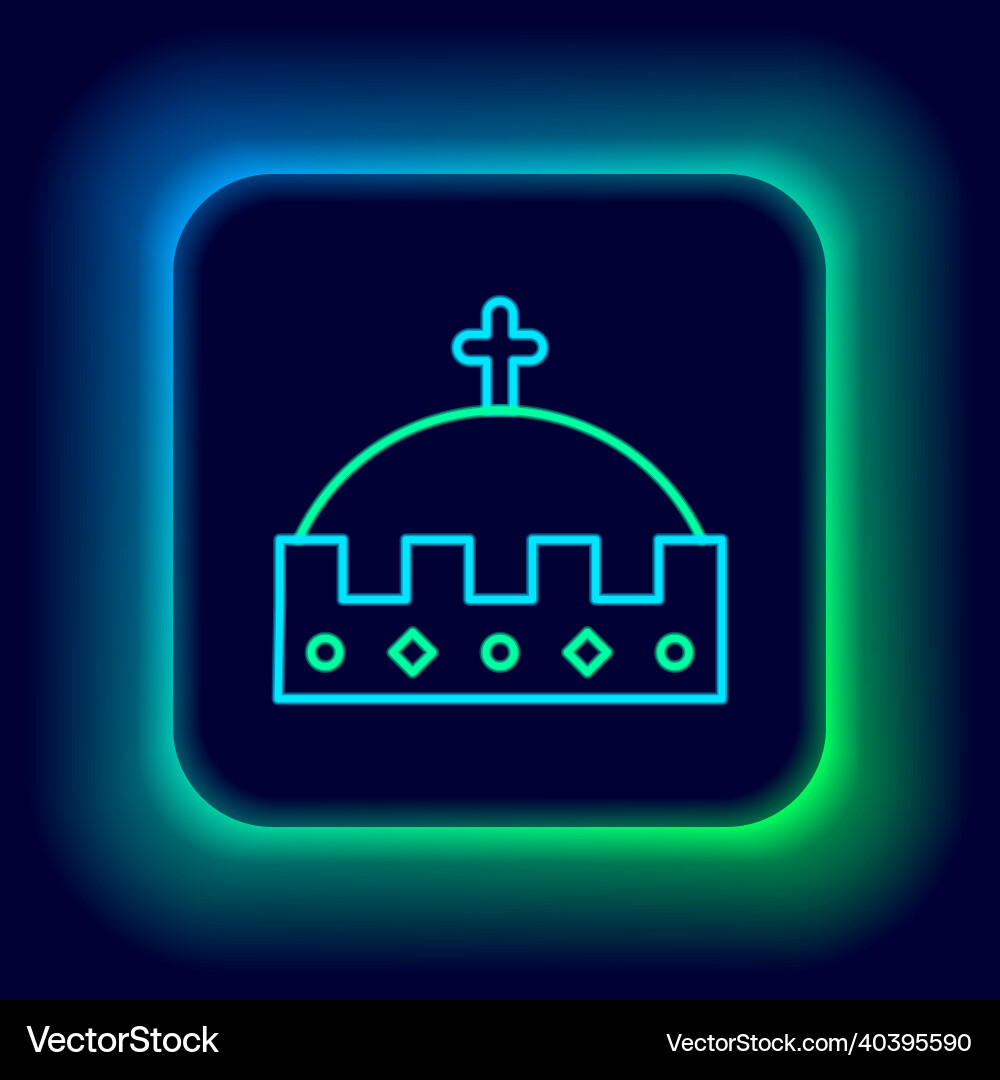 Glowing neon line king crown icon isolated Vector Image