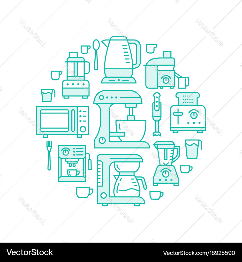 Kitchen small appliances equipment banner Vector Image