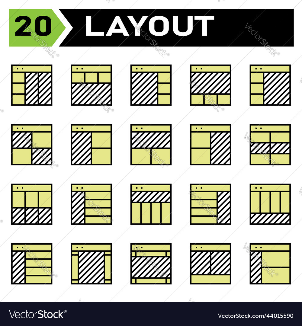 Layout icon set include grid dashboard Royalty Free Vector