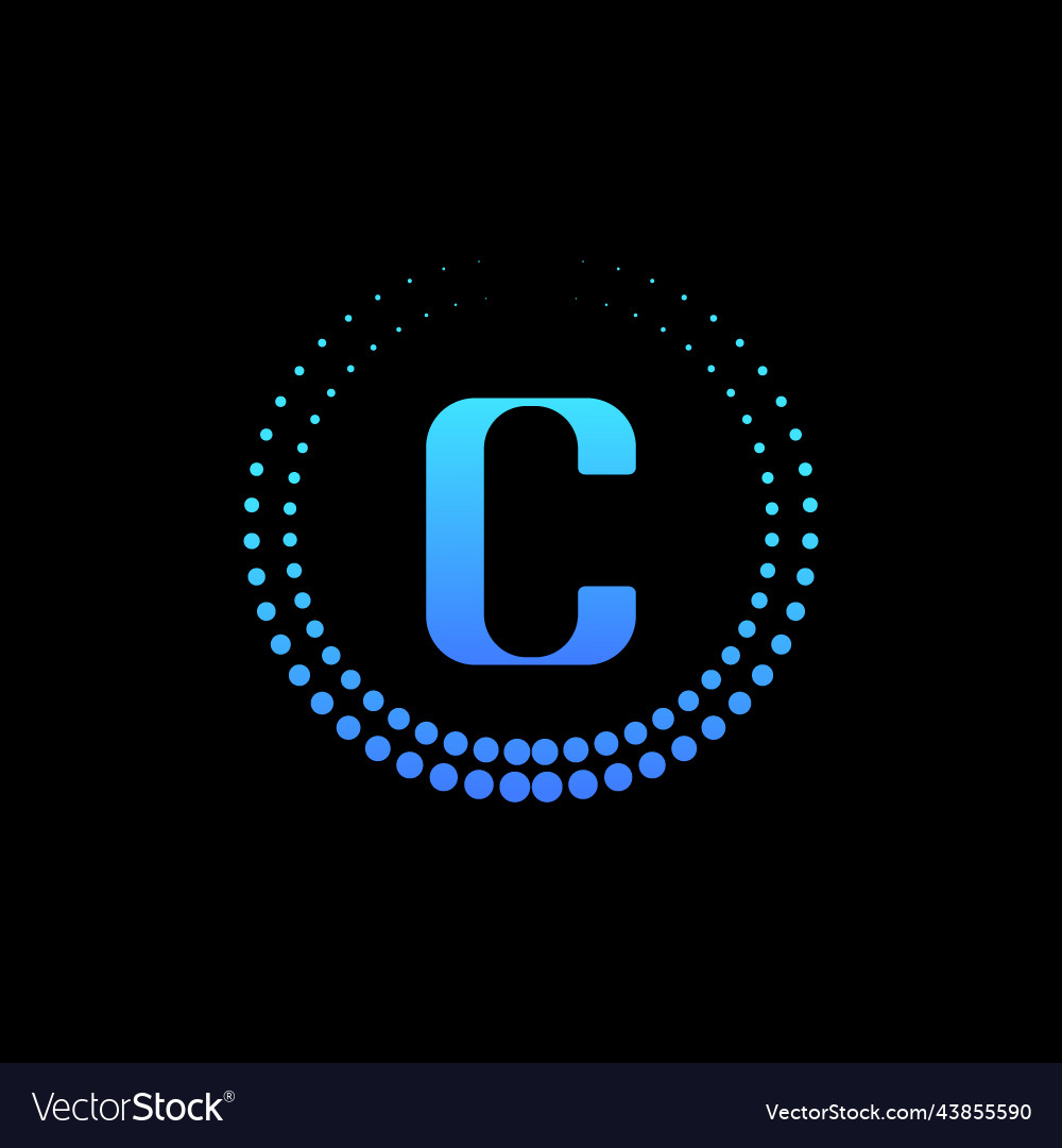 Letter C Logo Design With Dotted Circle Shape Vector Image 
