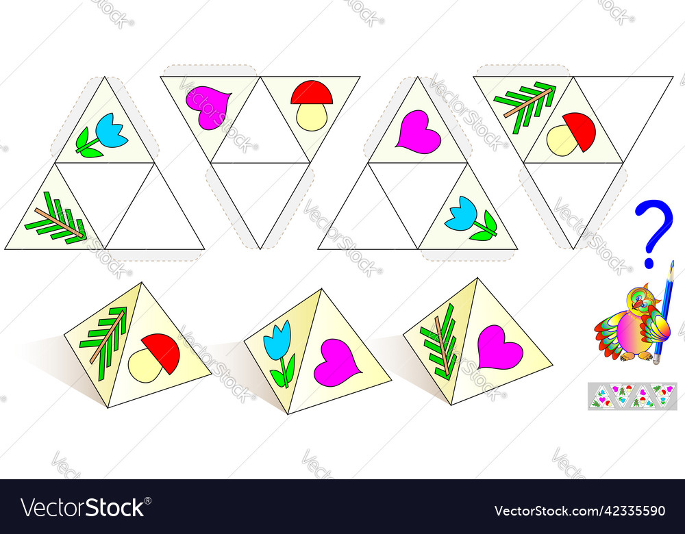 Logic puzzle game draw the missing objects Vector Image